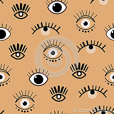 Hand Drawn Stylized Eyes, Seamless Texture Royalty-Free Stock Photo ...