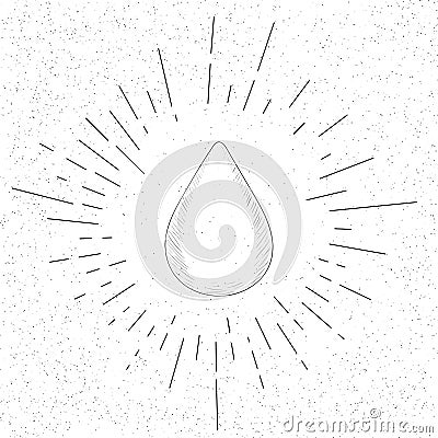 Hand Drawn Symbol Of Water Drop Doodle Vector Hatch Icon ...