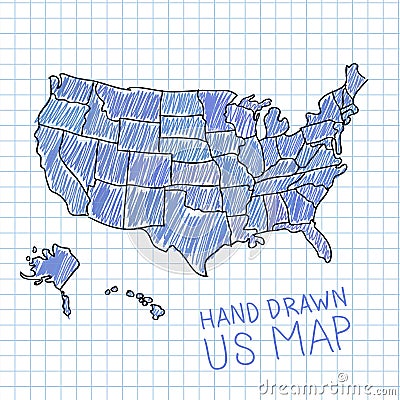 Hand Drawn US Map Vector Illustration | CartoonDealer.com #49986318