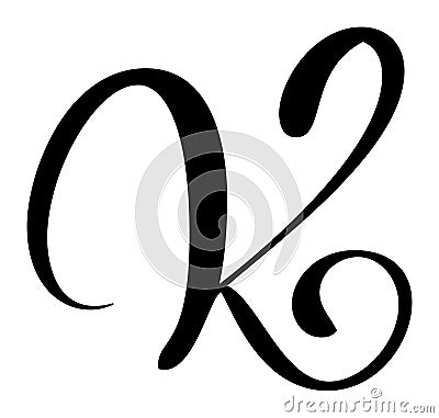 Hand Drawn Vector Calligraphy Letter Capital K. Script Font Logo ...