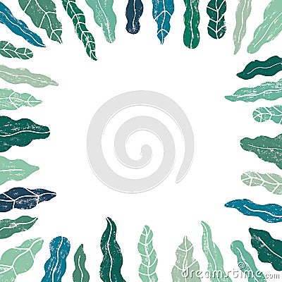 Hand Drawn Vector Illustration Of Green Leaf With Blank Space For Text ...