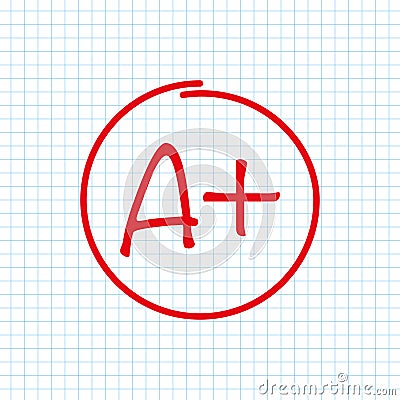 Hand Drawn Vector Red Grades A Circle With Pluse On A Sheet In A Cage ...