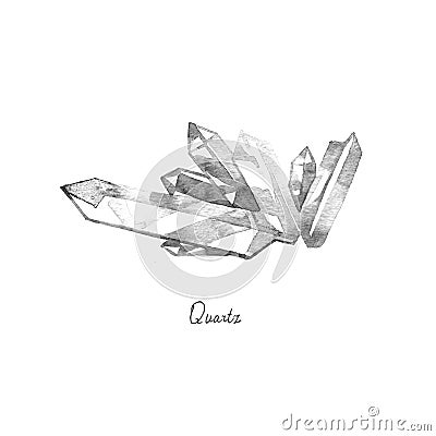 Hand Drawn Watercolor Crystal Quartz Isolated On White Background Stock ...
