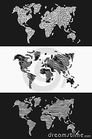 Hand Drawn World Maps Cartoon Vector | CartoonDealer.com #71759397