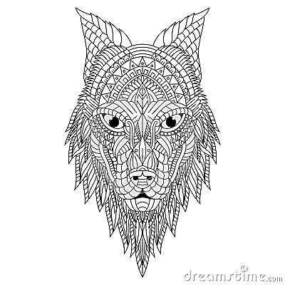 Hand Drawn Zentangle Wolf Head Vector Illustration | CartoonDealer.com ...
