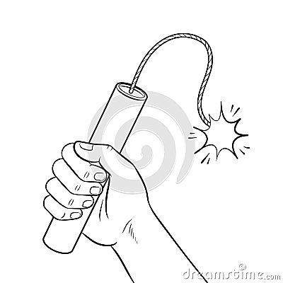 Hand With Dynamite Coloring Vector Illustration | CartoonDealer.com ...