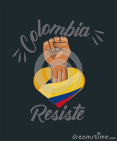 Hand Fighter In Heart Vector Illustration | CartoonDealer.com #218355098