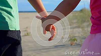 Hand of the Girl Takes the Boy`s Hand Stock Video - Video of childhood ...