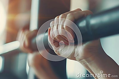 Hand Gripping Pull Up Bar, Tense Muscles With Visible Veins For ...