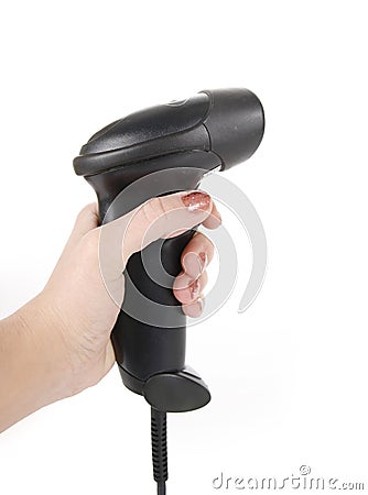Hand Holding Barcode Scanner Isolated On White Stock Photography ...