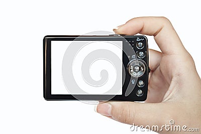 Hand Holding Digital Camera Rear View Royalty Free Stock Image - Image ...