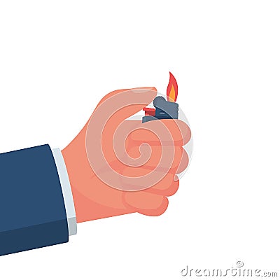 Hand Holding Lighter. Vector Illustration Flat Design | CartoonDealer ...