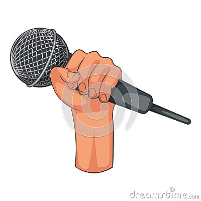 Hand Holding Microphone Icon, Cartoon Style Stock Vector - Illustration ...