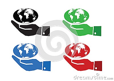 Hand Holding World Globe Map Cartoon Vector | CartoonDealer.com #64722135