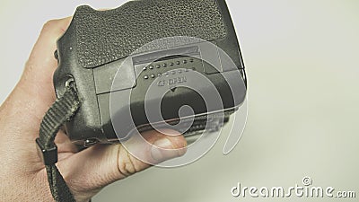 Hand Inserting Compact Flash Card in DSLR Camera Insert Card into ...