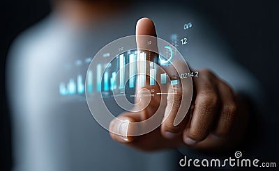 Hand Interacting With Futuristic Digital Financial Graph And Chart Interface Royalty-Free Stock ...