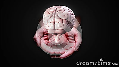 Hand Presenting a Spinning Brain Stock Video - Video of digital ...