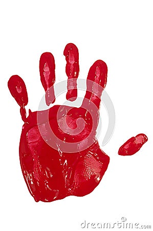 Hand Print With Red Paint Stock Image - Image: 5408931