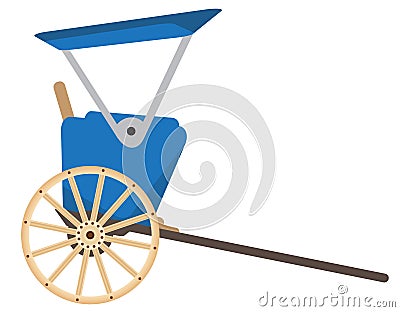 Hand Pulled Rickshaw Isolated On White Background Vector ...