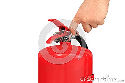 Hand Pulling Pin Fire Extinguisher Stock Photo - Image: 44267411