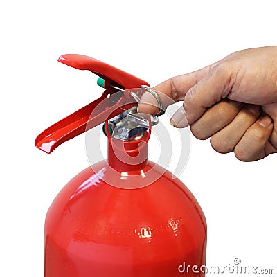 Hand Pulling Safety Pin Fire Extinguisher Royalty Free Stock Photo ...