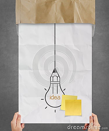 Hand Showing Sticky Note With Another Idea Light Bulb On Crumple Stock ...