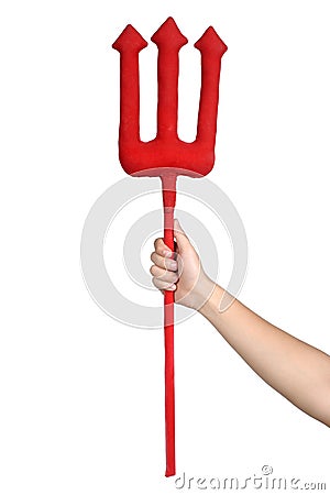 Hand Sign Hold Red Trident Isolated Stock Photography - Image: 35675452