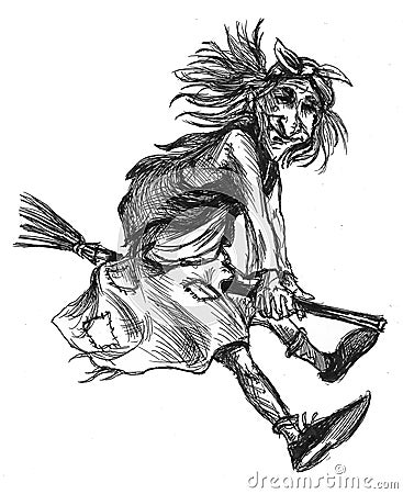 Hand Sketch Of Baba Yaga Royalty-Free Cartoon | CartoonDealer.com #72055958