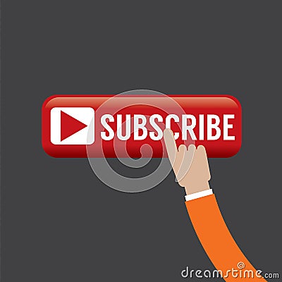 Hand On Subscribe Button. Stock Vector - Image: 63328445
