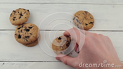 A Hand Takes a Cookie with Chocolate Stock Video - Video of snack ...