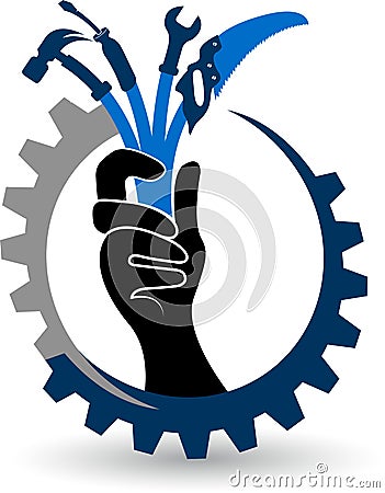 Hand Tools Logo Cartoon Vector | CartoonDealer.com #56988855