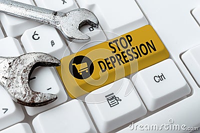 Text Caption Presenting Stop Depression. Word Written On End The ...
