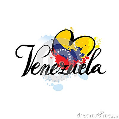 Hand Written Calligraphic Lettering Quote Venezuela With Decorative ...