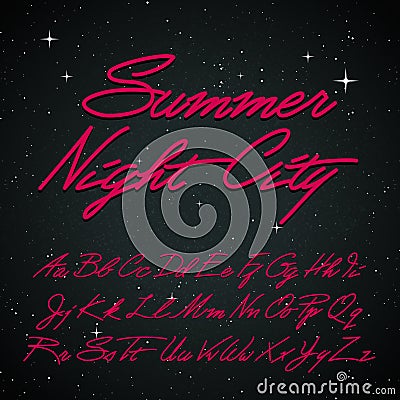 Hand Written Cursive Retro Font Vector Illustration | CartoonDealer.com ...