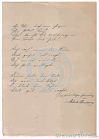Hand-written Poem On Old Paper Background Vector Illustration ...