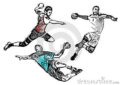 Handball Players Vector Illustration Stock Vector - Image: 46255391