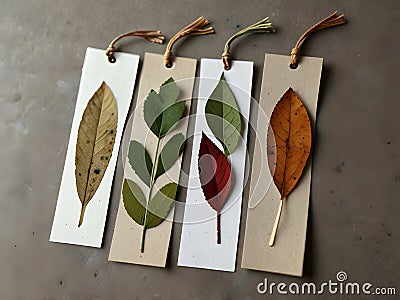 Handmade Pressed Leaf Bookmarks With Natural Laminated Leaves Royalty ...