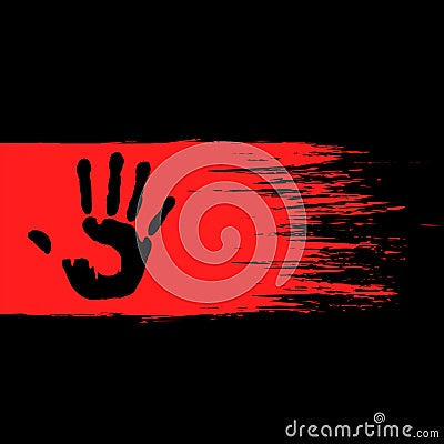 Handprint On The Red Paint Vector Illustration | CartoonDealer.com ...