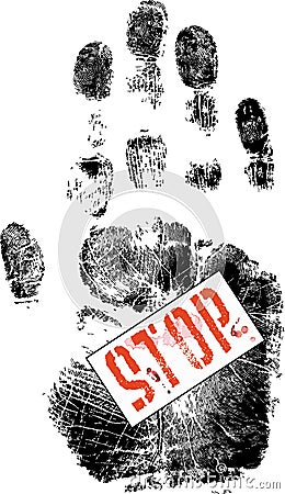 Handprint With Stop Sign Vector Illustration | CartoonDealer.com #2731764