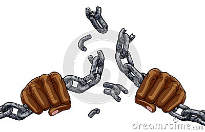 Hands Breaking Chain Links Freedom Design Vector Illustration ...