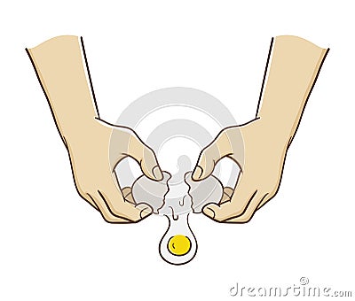 Hands Breaking An Egg Cartoon Vector | CartoonDealer.com #53644713
