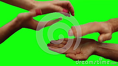 Hands are Clapping on Green Screen Background. Female and Male Hands ...