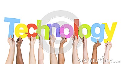 Hands Holding Colorful Word Technology Stock Photo - Image: 39390620