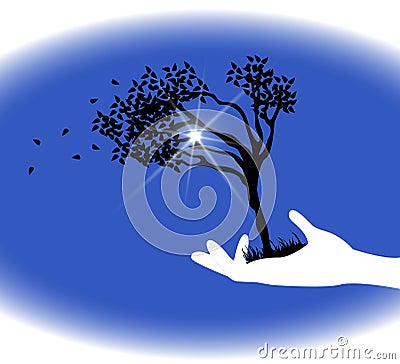 Hands Holding Up A Tree Cartoon Vector | CartoonDealer.com #83298331