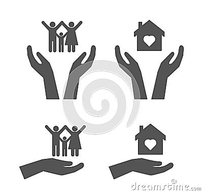 Hands Keep Safe Family Cartoon Vector | CartoonDealer.com #266224521