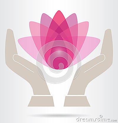 Hands And Lotus Flower Icon Vector Illustration | CartoonDealer.com ...