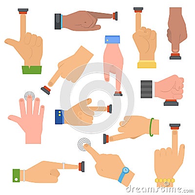 Hands Push Buttons Vector Set. | CartoonDealer.com #78527323