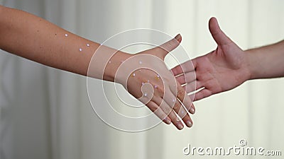 Hands Stretching for Handshake in Slow Motion with Male Palm Refusing ...