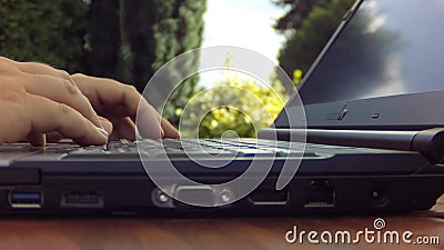 Hands Typing so a Laptop Keyboard that the Computer is Moving ...