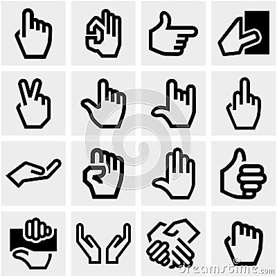Vector Illustration of Different Hand Gestures Cartoon Style Stock ...